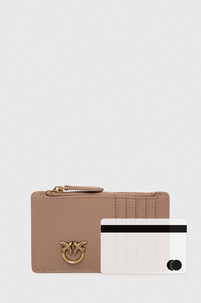 Pinko portfel skórzany kolor brązowy 100251.A0F1 | Answear.com