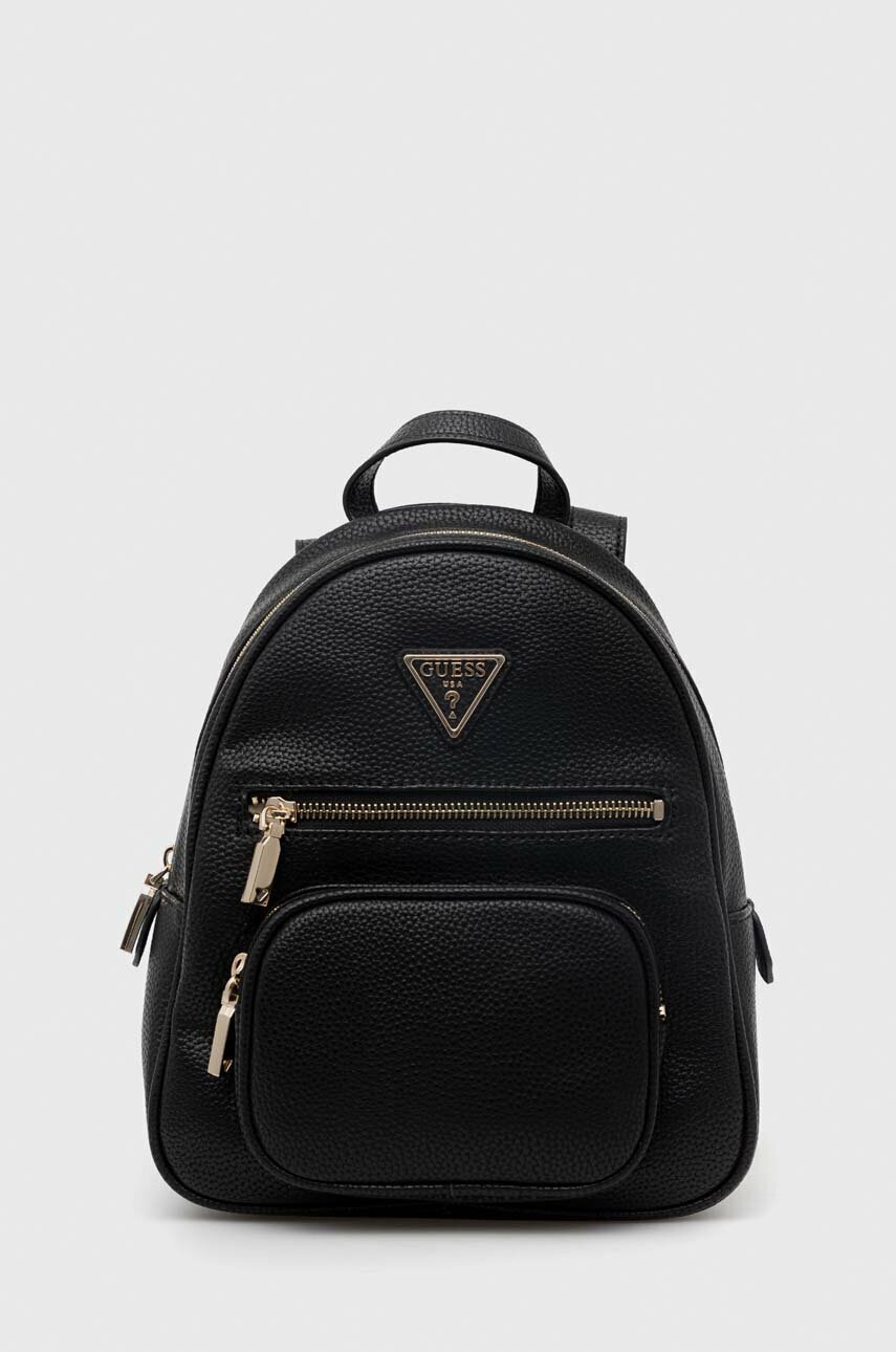 Guess rucsac femei, culoarea negru, mic, neted | ANSWEAR.ro