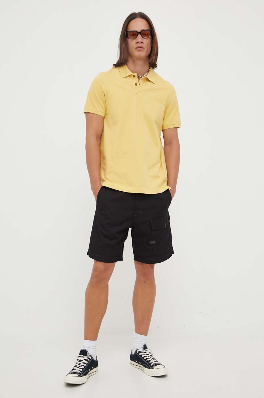 Mustang polo bawełniane kolor żółty gładki | Answear.com