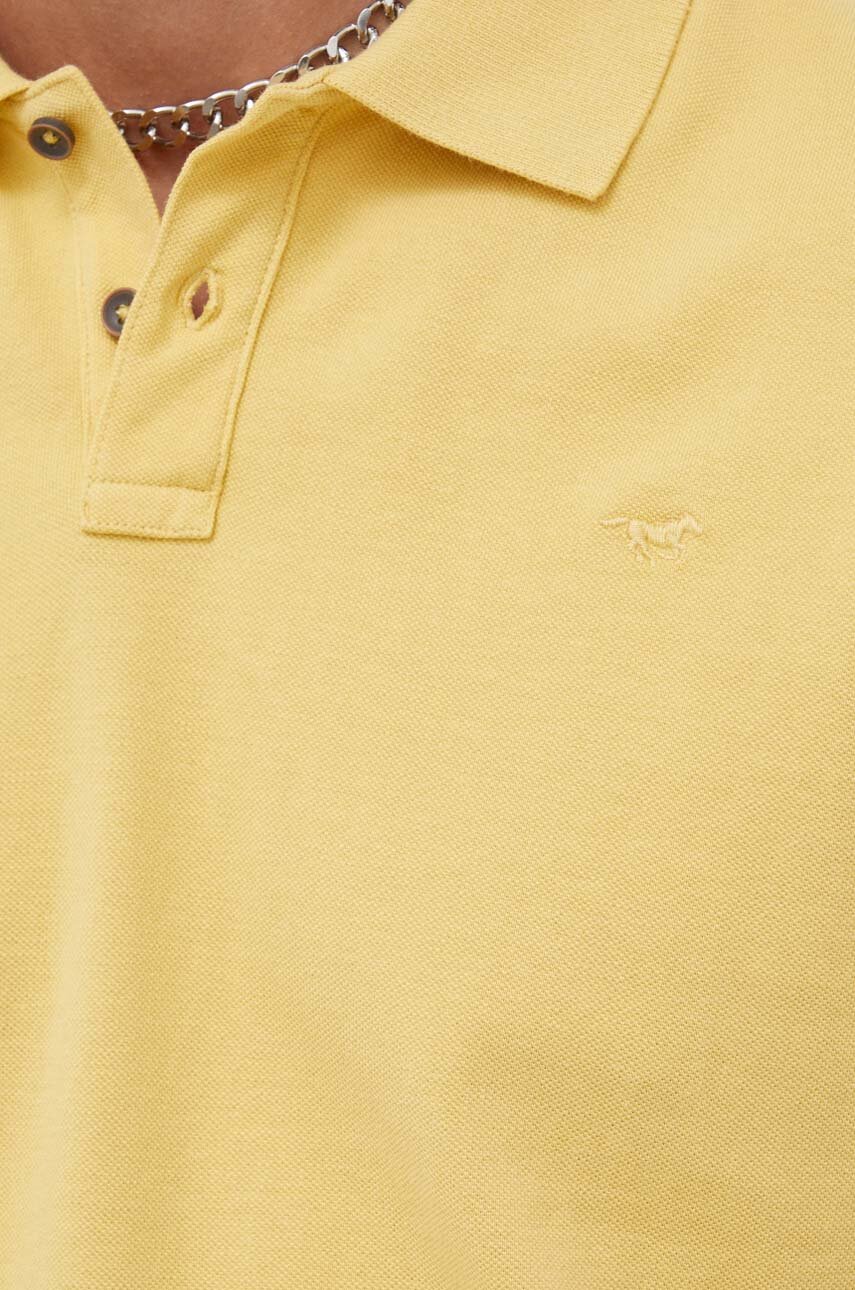 Mustang polo bawełniane kolor żółty gładki | Answear.com