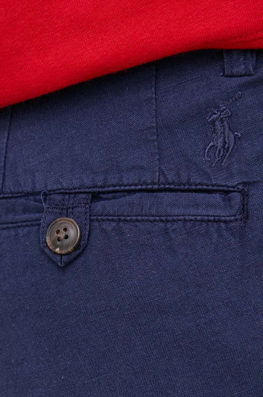 Polo Ralph Lauren spodnie lniane męskie kolor granatowy proste ...