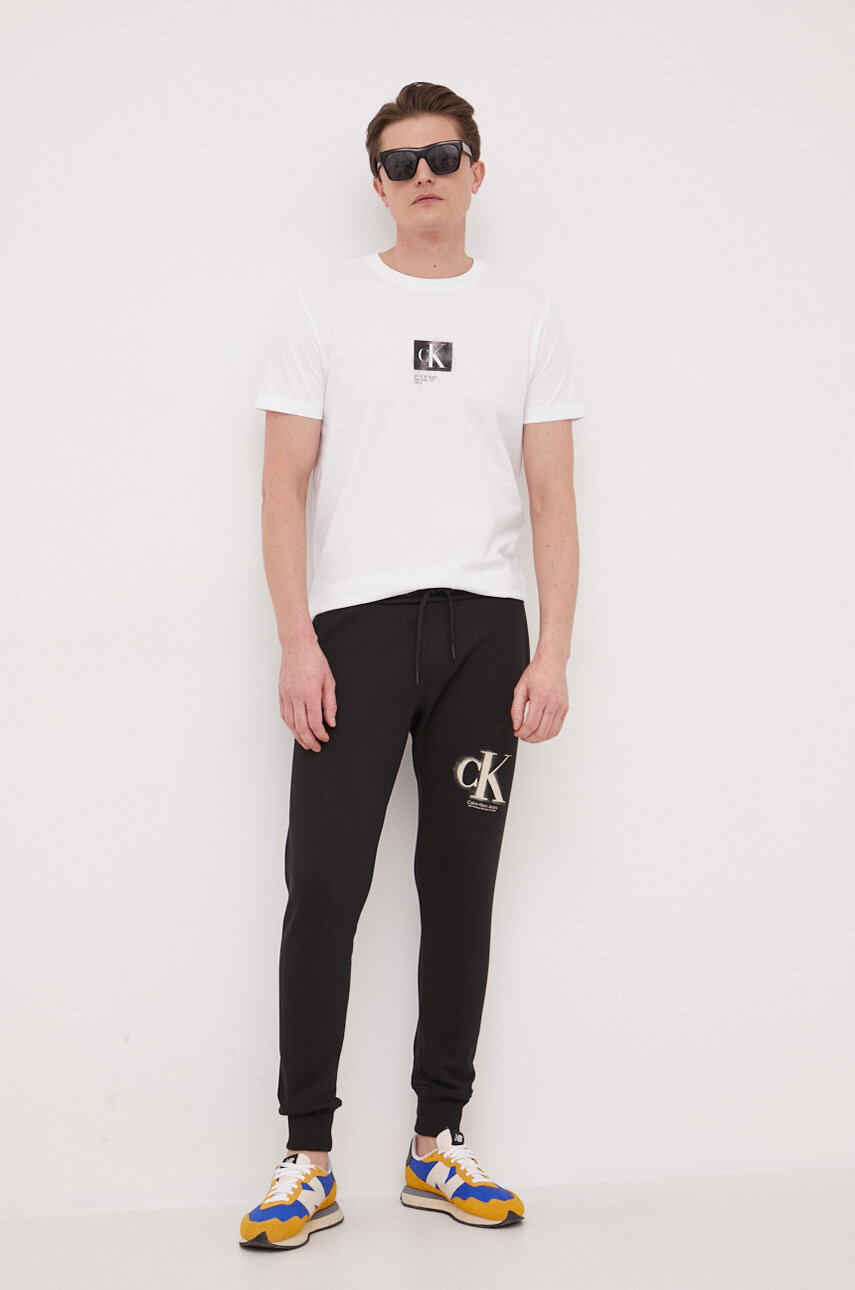 Calvin Klein Jeans Spodnie Dresowe Kolor Czarny Wzorzyste