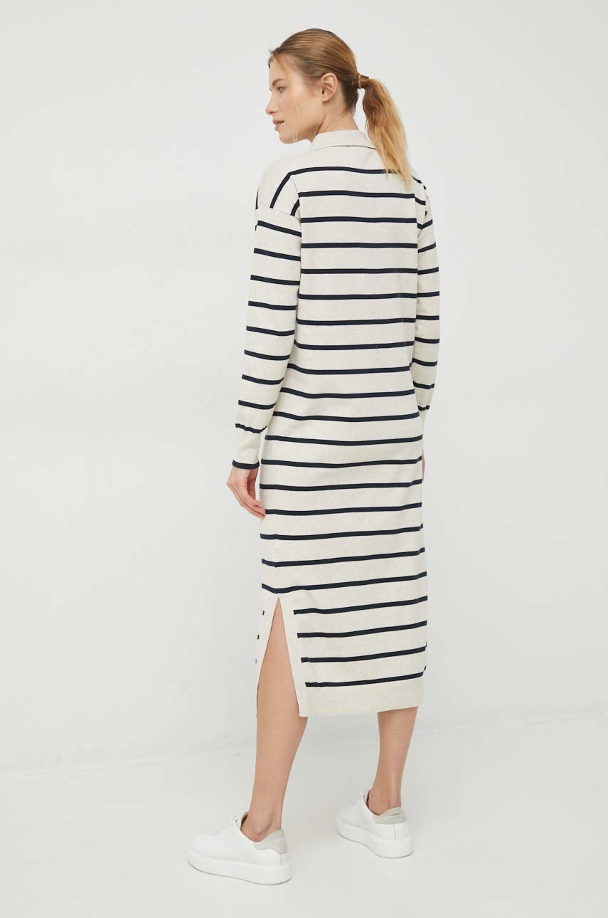 Šaty Tommy Hilfiger béžová farba, midi, oversize | ANSWEAR.sk