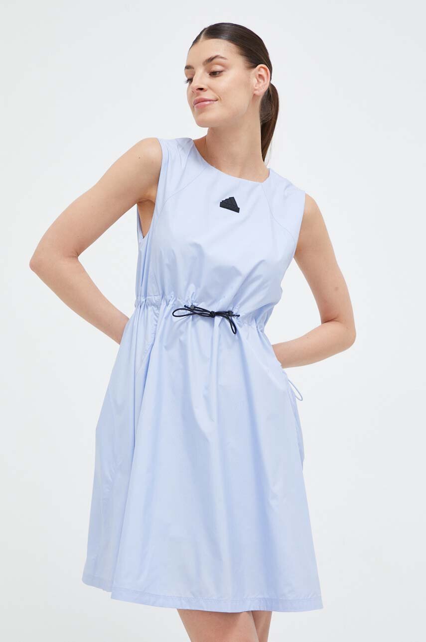 adidas sukienka kolor niebieski mini prosta | Answear.com