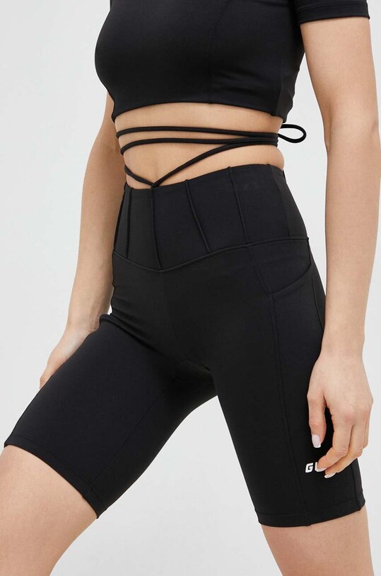 Шорты Guess женские цвет чёрный однотонные высокая посадка | ANSWEAR.ua