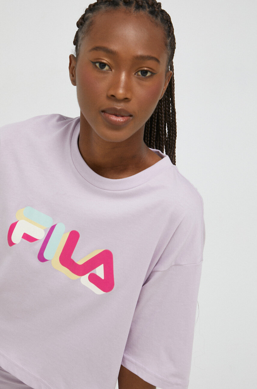 Fila t-shirt bawełniany kolor fioletowy | Answear.com
