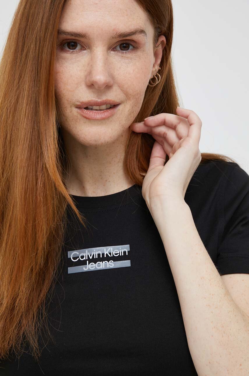 Хлопковая футболка Calvin Klein Jeans цвет чёрный Answear Ua