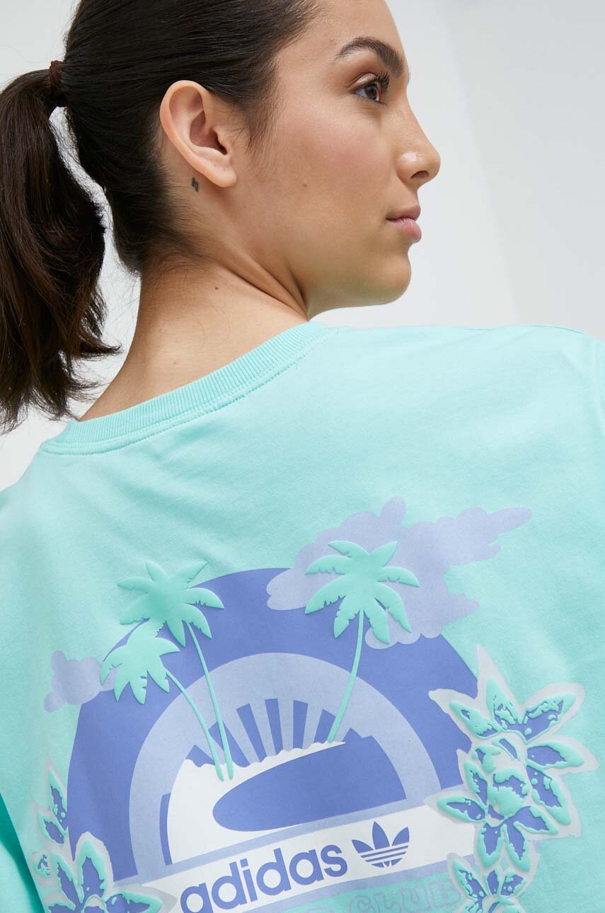 adidas Originals t-shirt bawełniany kolor turkusowy | Answear.com