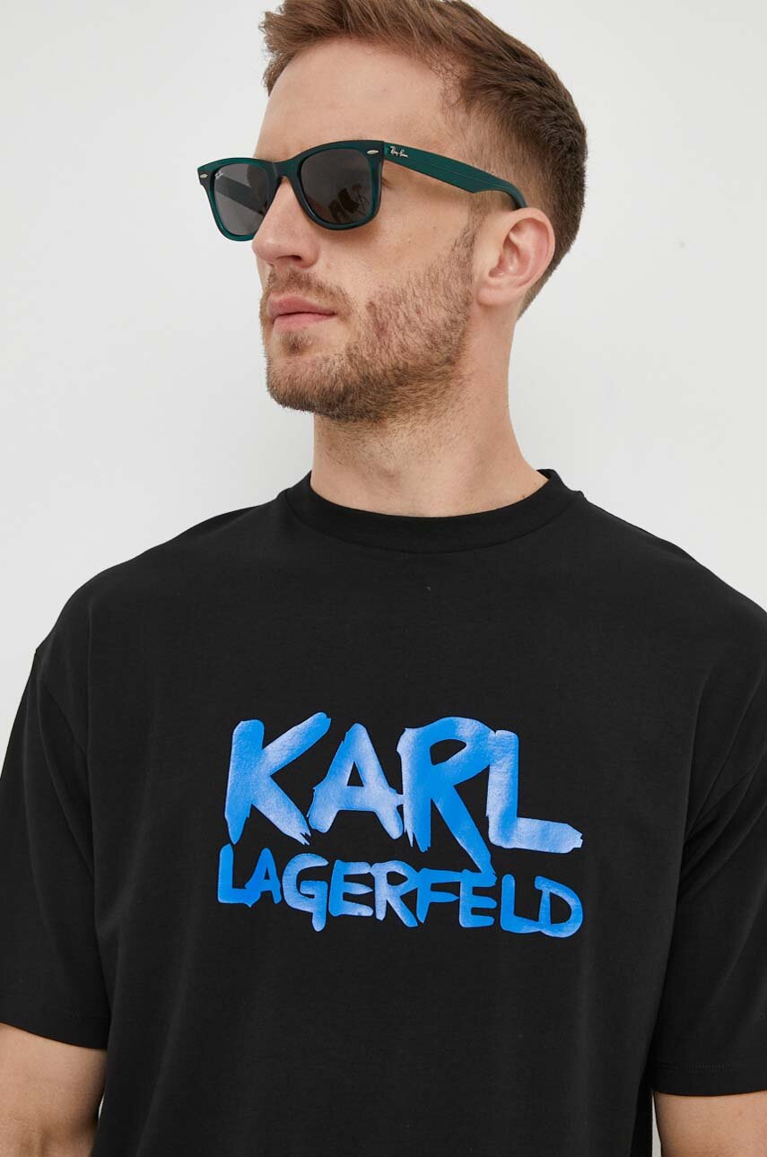 Футболка Karl Lagerfeld чоловічий колір чорний з принтом | ANSWEAR.ua