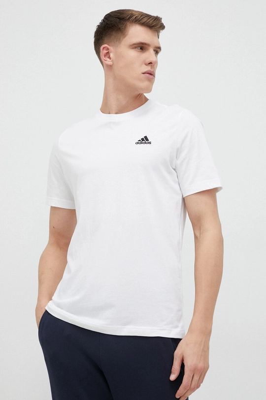 adidas t-shirt bawełniany Essentials kolor biały gładki IC9286 ...
