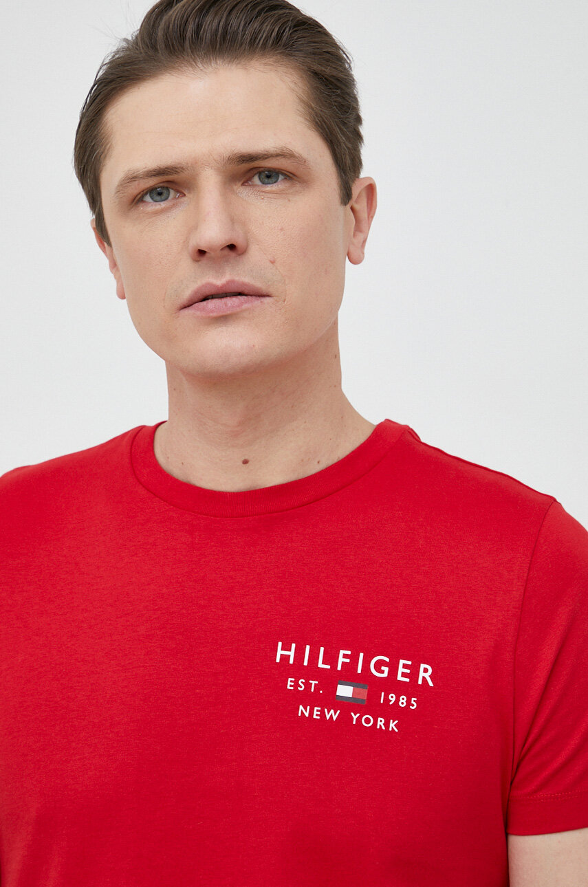 Бавовняна футболка Tommy Hilfiger колір червоний з принтом | ANSWEAR.ua