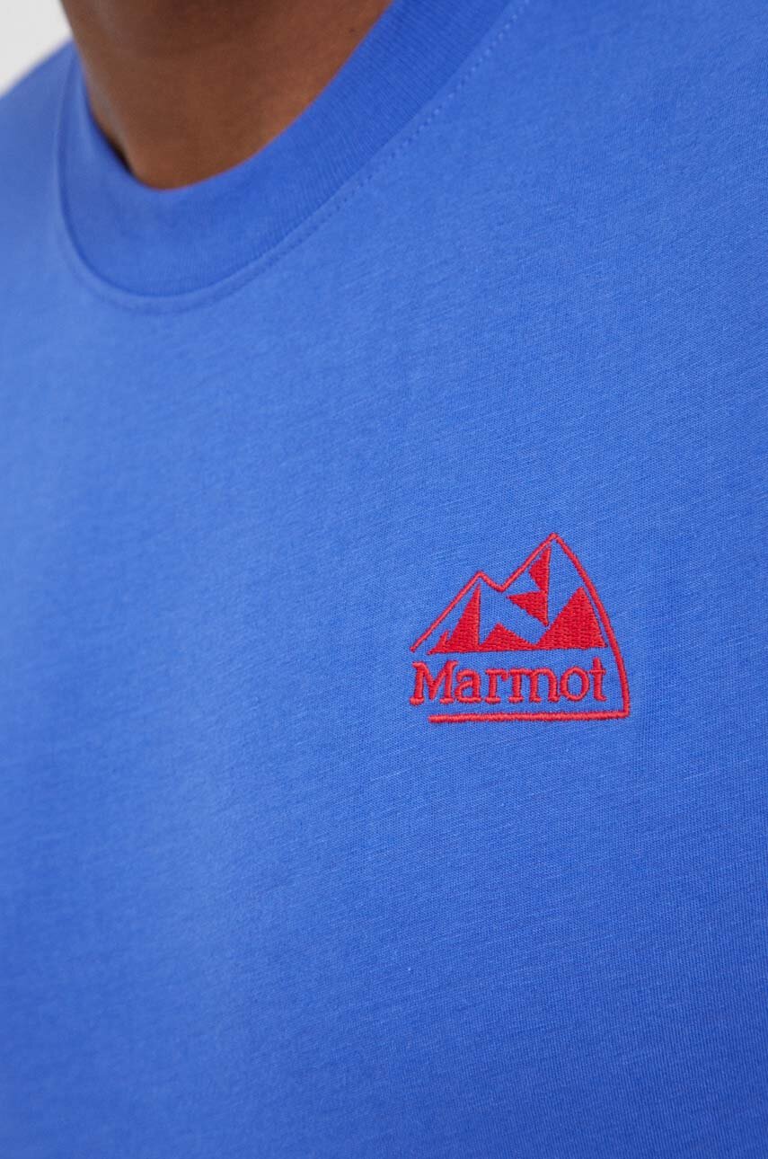 Marmot t-shirt Peaks Tee męski kolor niebieski melanżowy | Answear.com