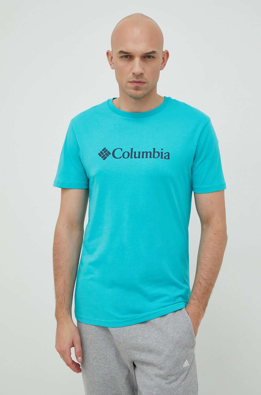 Columbia t-shirt męski kolor turkusowy z nadrukiem 1680053.SS23-112 | Answear.com