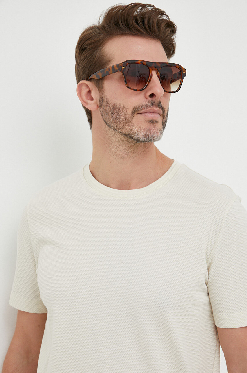 BOSS t-shirt męski kolor beżowy gładki 50452680 | Answear.com