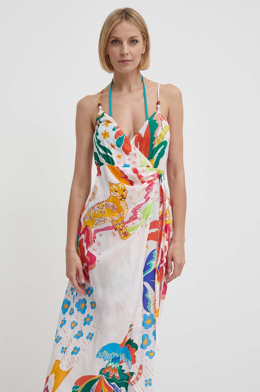 Desigual sukienka plażowa SELVA kolor biały 24SWMW09 | Answear.com