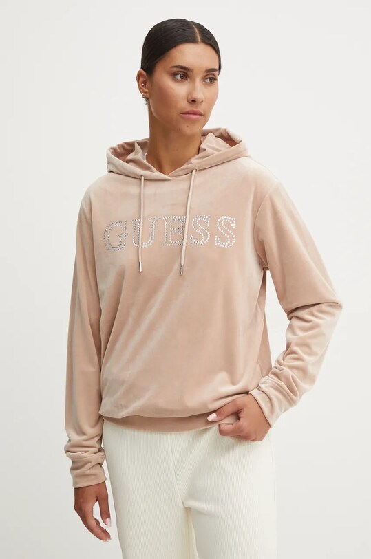 Кофта Guess COUTURE женская цвет коричневый с капюшоном V4RQ25 KBXI2 ...