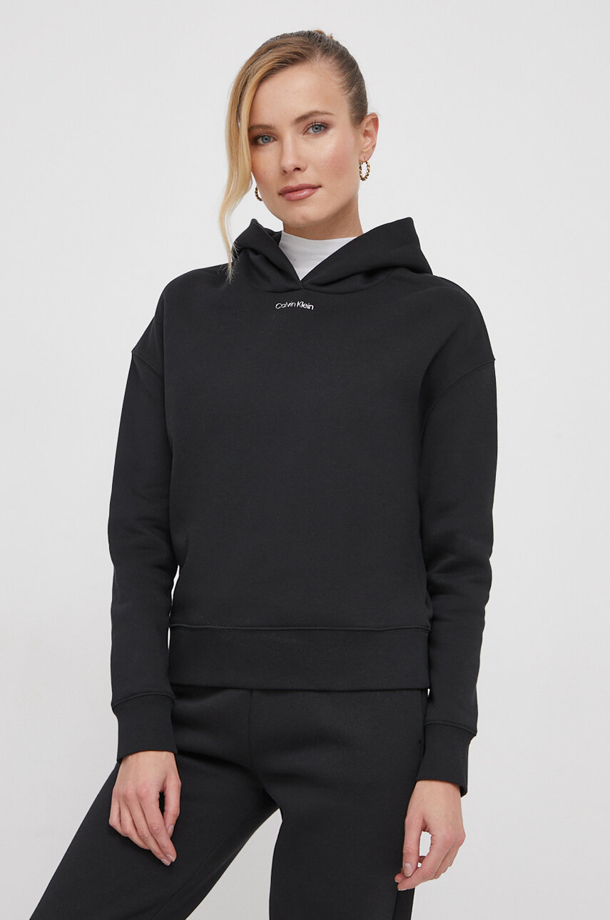 Кофта Calvin Klein жіноча колір чорний з капюшоном однотонна | ANSWEAR.ua