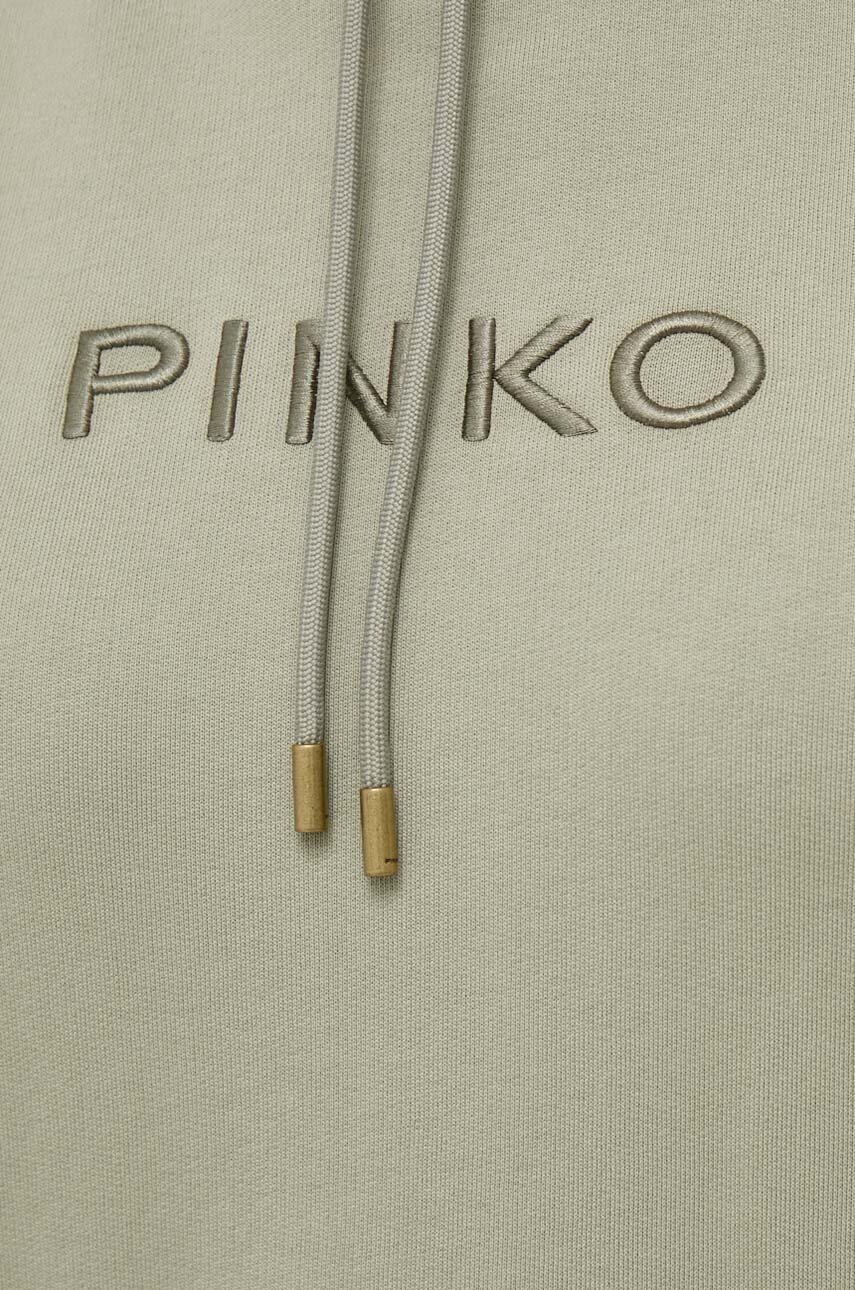 Pinko bluza bawełniana damska kolor zielony z kapturem z aplikacją 101685.A1N7 | Answear.com