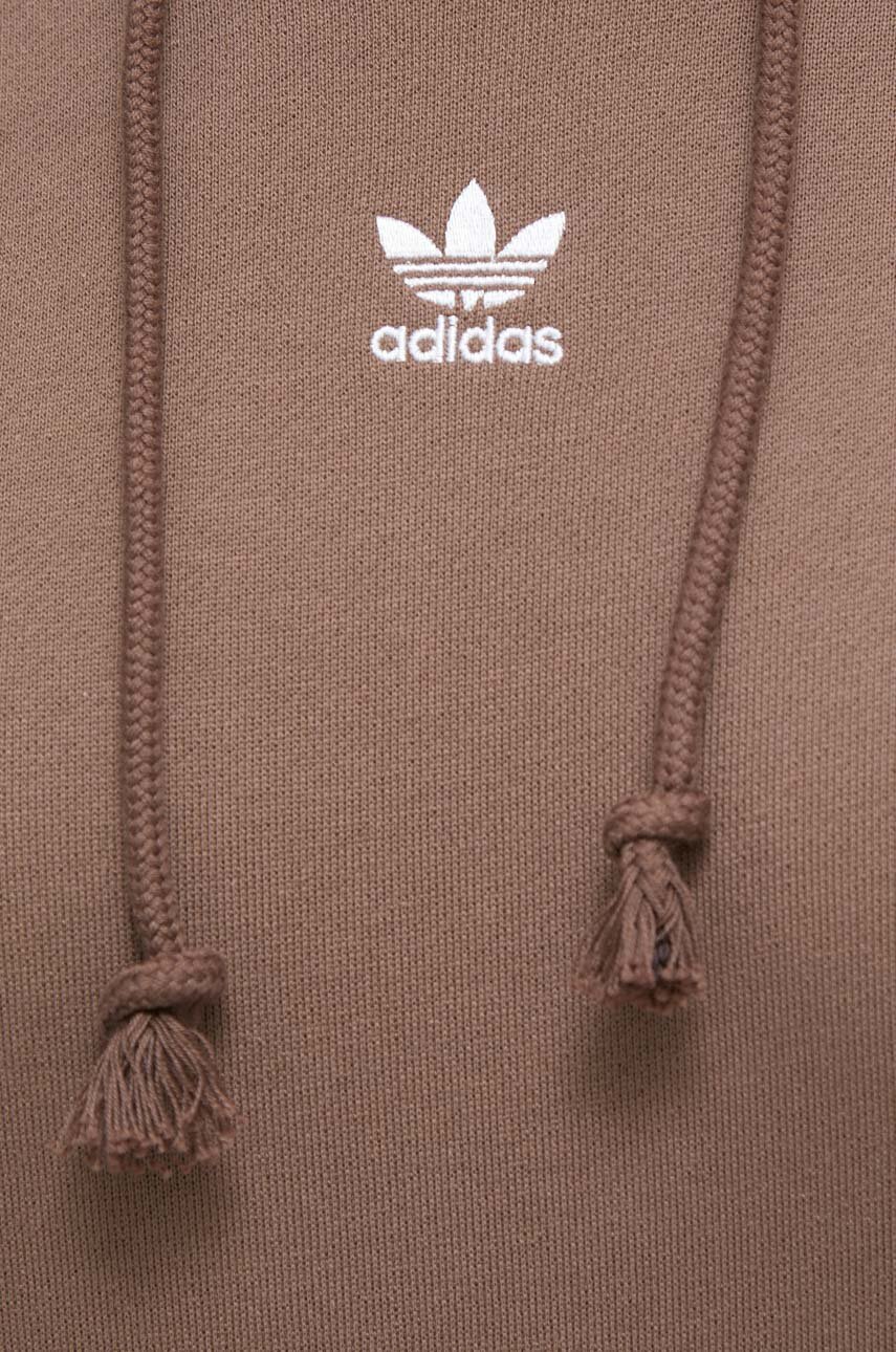 adidas Originals bluza bawełniana damska kolor brązowy z kapturem ...