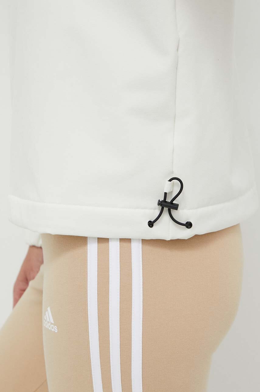 adidas bluza damska kolor beżowy z kapturem z aplikacją IS3012 ...