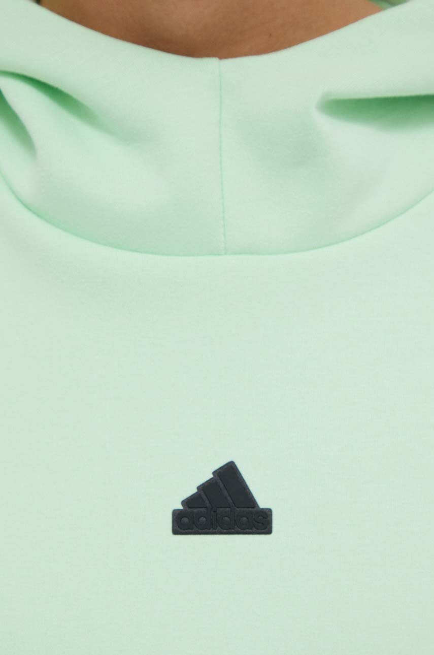Mikina adidas Z.N.E dámska, zelená farba, s kapucňou, jednofarebná ...