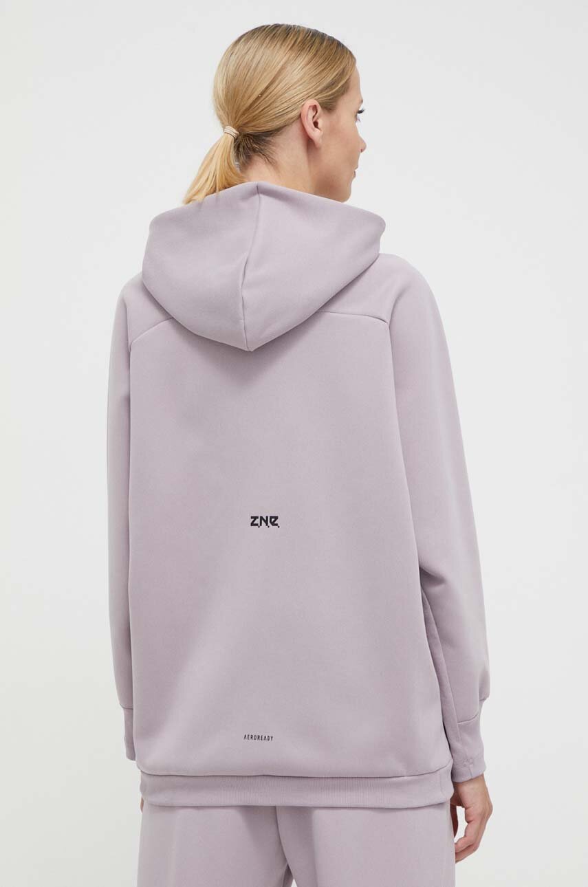 adidas bluza Z.N.E damska kolor fioletowy z kapturem z nadrukiem IS4336 ...