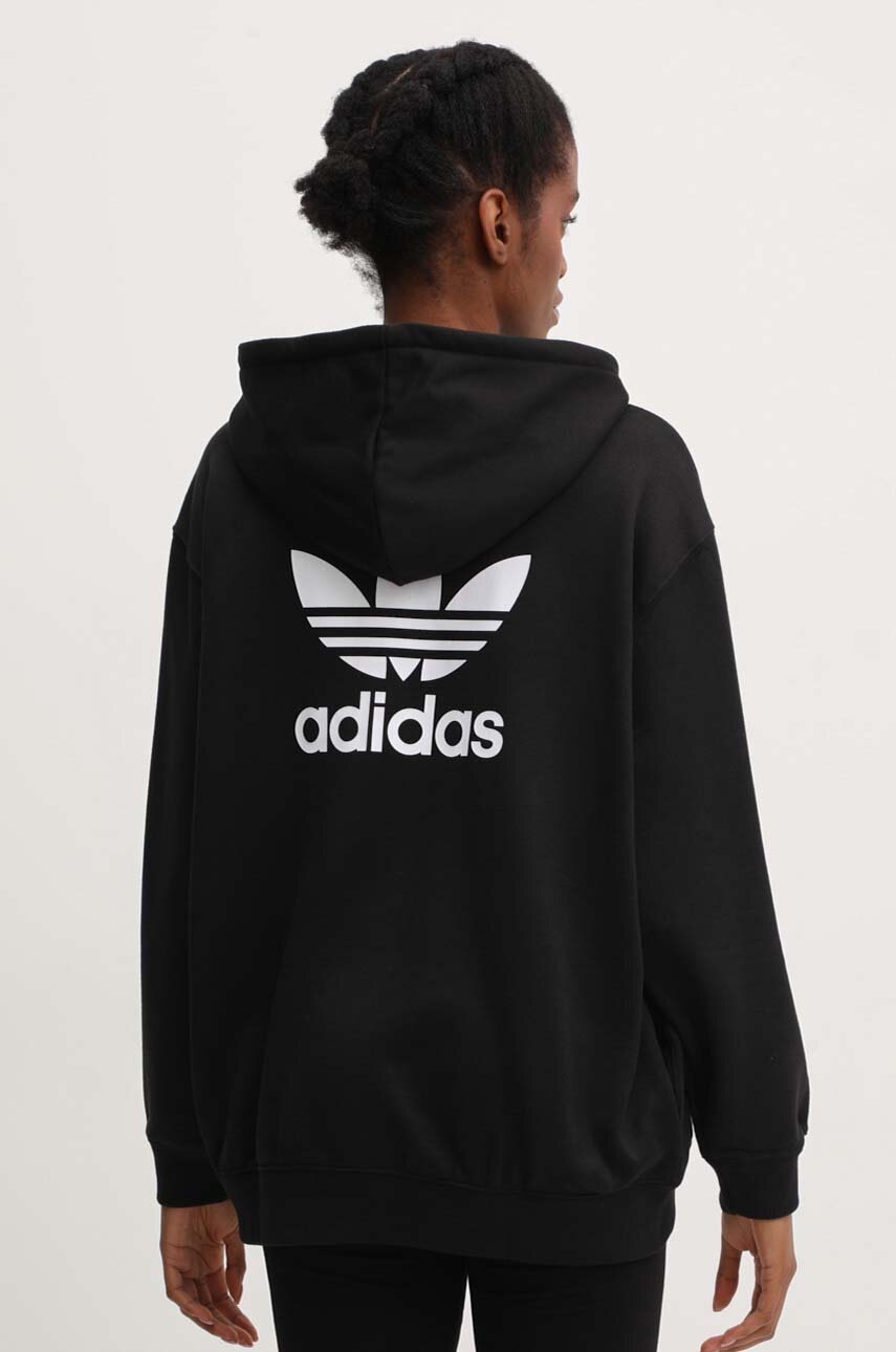 adidas Originals bluza Trefoil Hoodie damska kolor czarny z kapturem z ...