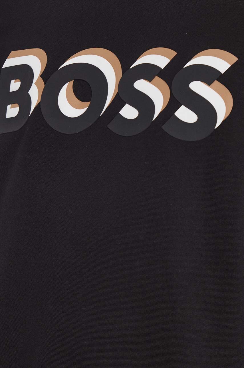 BOSS bluza bawełniana męska kolor czarny z nadrukiem | Answear.com