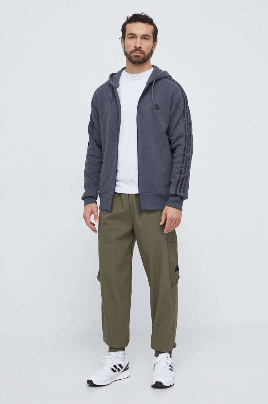 adidas bluza bawełniana męska kolor szary z kapturem z aplikacją IC9837 ...