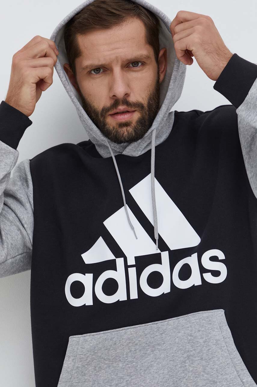 adidas bluza męska kolor czarny z kapturem wzorzysta IN0628 | Answear.com