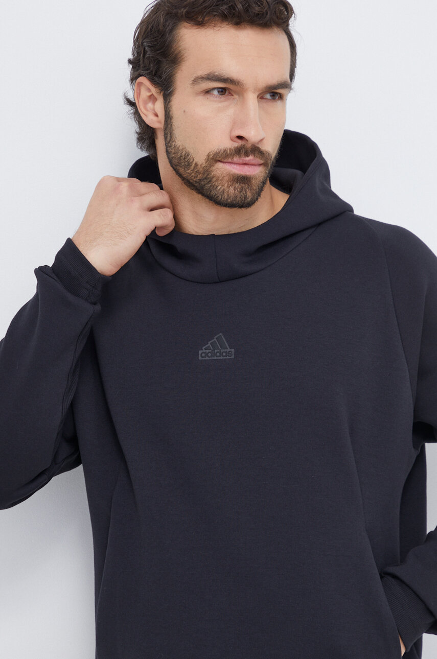 Mikina adidas Z.N.E pánska, čierna farba, s kapucňou, jednofarebná ...