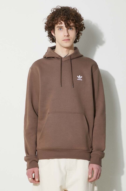 adidas Originals bluză Trefoil Essentials Hoody bărbați, culoarea maro ...