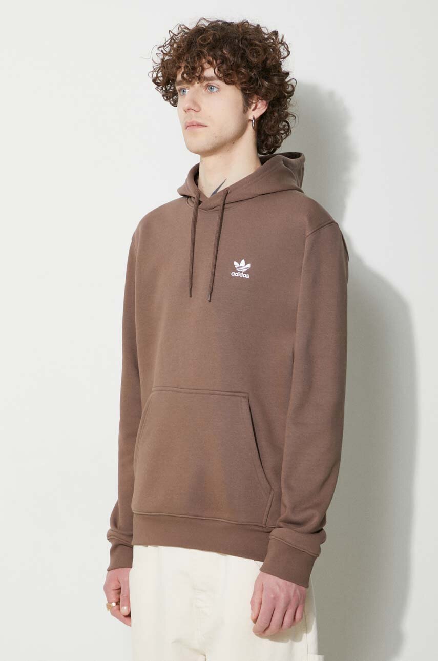 adidas Originals bluză Trefoil Essentials Hoody bărbați, culoarea maro ...