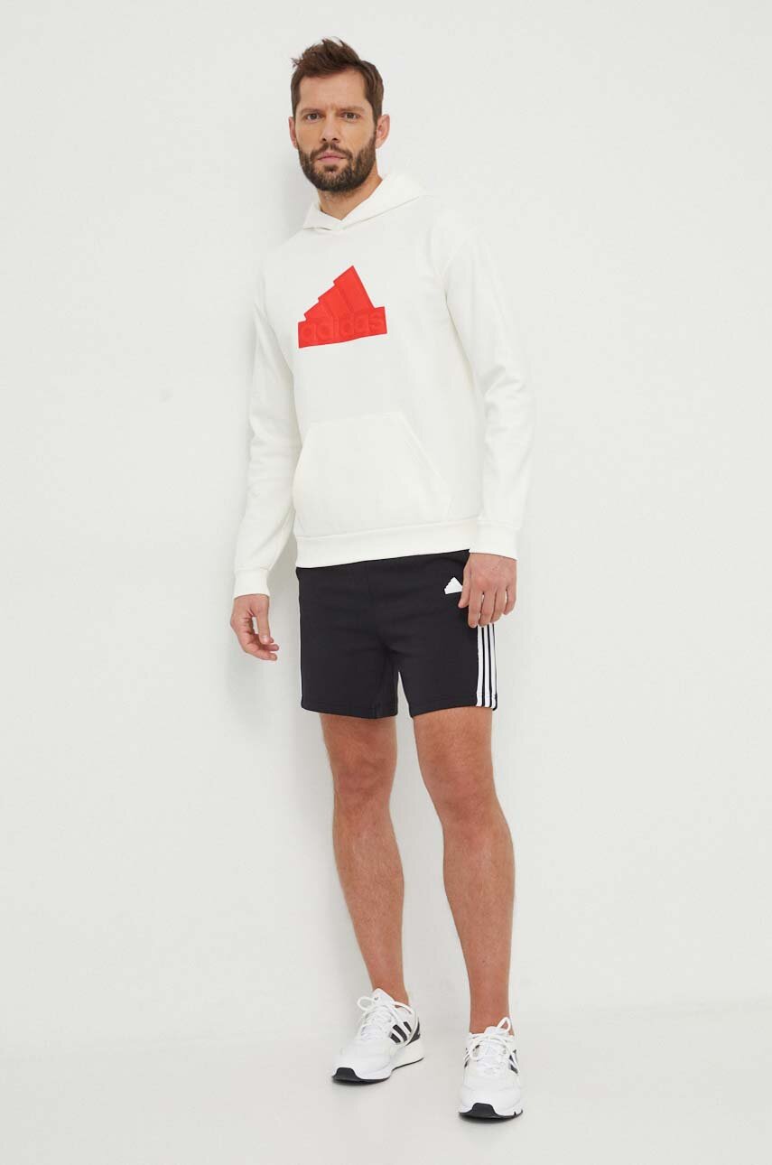 adidas bluza męska kolor beżowy z kapturem z aplikacją IR9184 | Answear.com