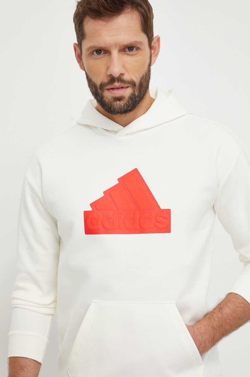 adidas bluza męska kolor beżowy z kapturem z aplikacją IR9184 | Answear.com