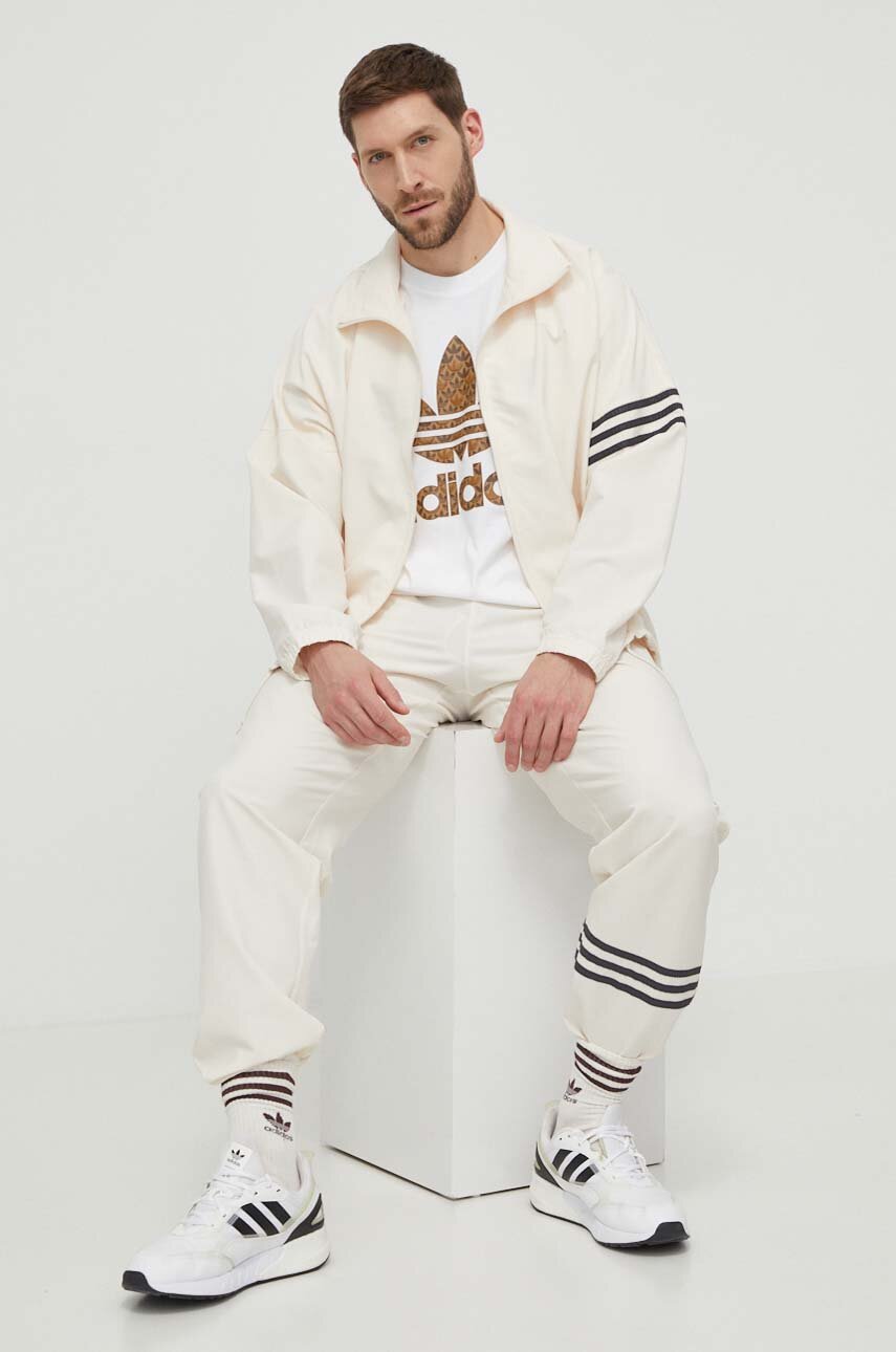 adidas Originals bluza męska kolor beżowy gładka IV5355 | Answear.com