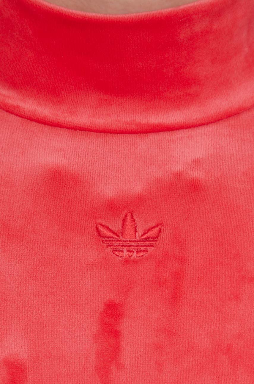 adidas Originals longsleeve welurowy kolor czerwony z półgolfem IT7564 ...