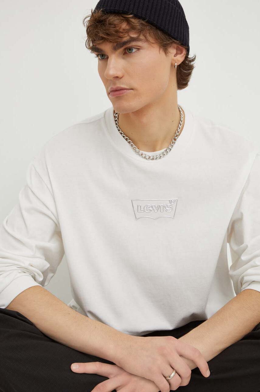 Levi's longsleeve bawełniany kolor biały z nadrukiem | Answear.com