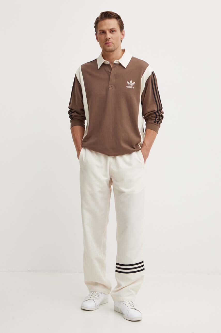 adidas Originals longsleeve bawełniany kolor brązowy z aplikacją IS1405 ...