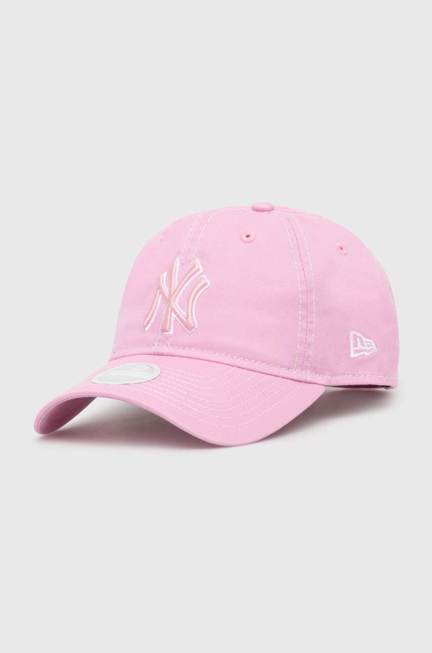 Хлопковая кепка New Era 9Forty New York Yankees цвет розовый с ...