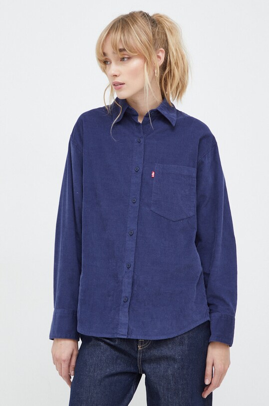 Levi's camasa din velur culoarea albastru marin, cu guler clasic ...