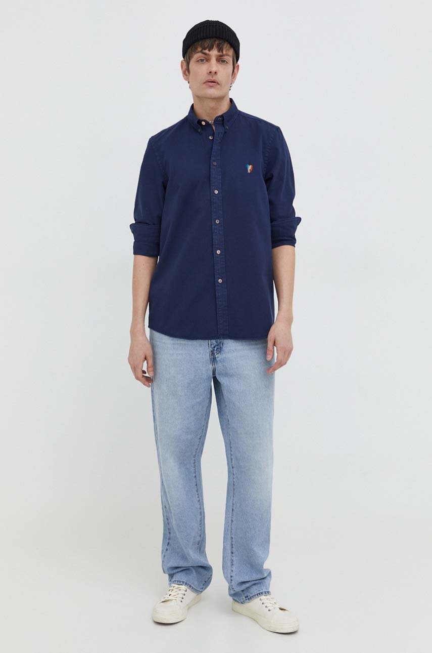 PS Paul Smith koszula bawełniana męska kolor granatowy regular z ...