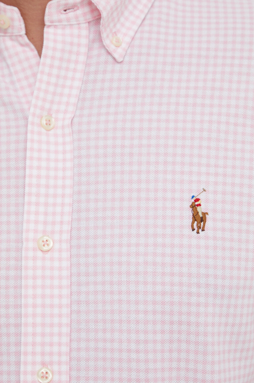 Βαμβακερό πουκάμισο Polo Ralph Lauren ανδρικό, χρώμα: ροζ | ANSWEAR.gr