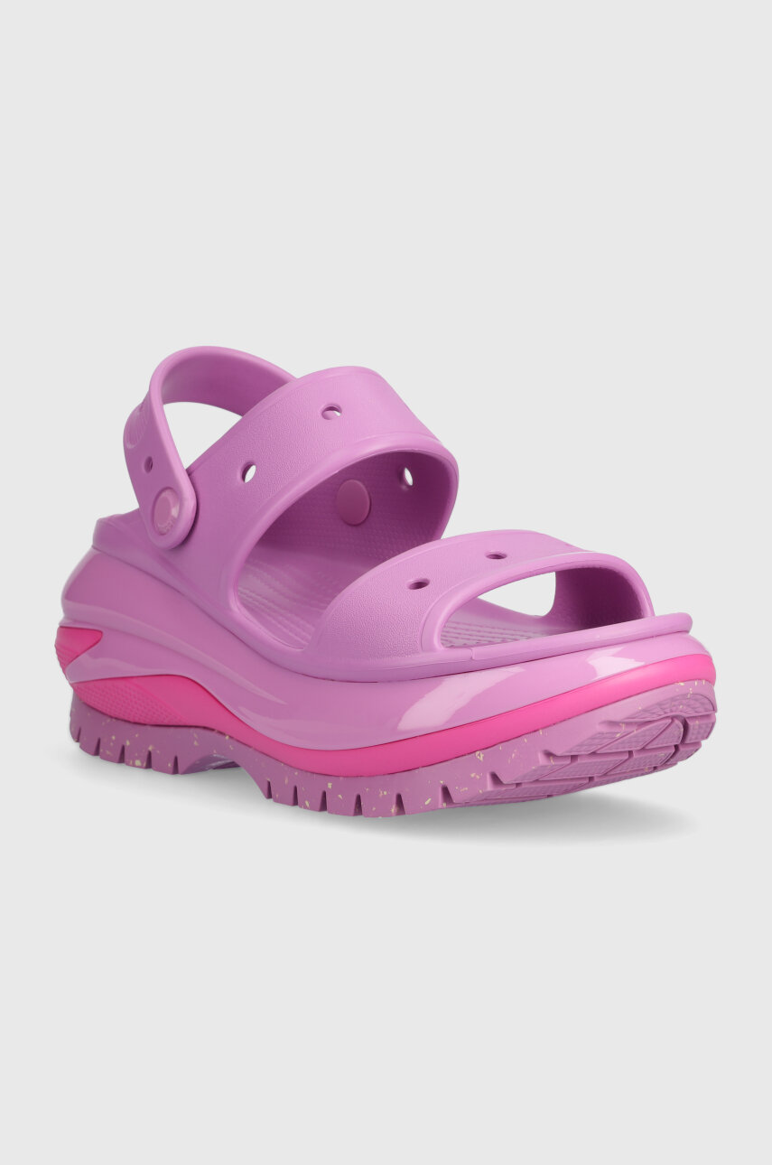 Crocs klapki Classic Mega Crush Sandal damskie kolor fioletowy na ...
