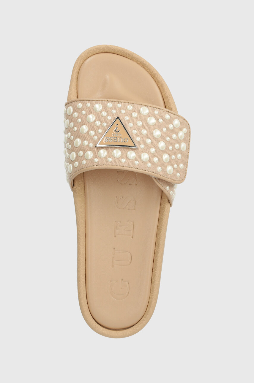 Guess klapki CALLEN damskie kolor beżowy FLGCAN FAB19 | Answear.com