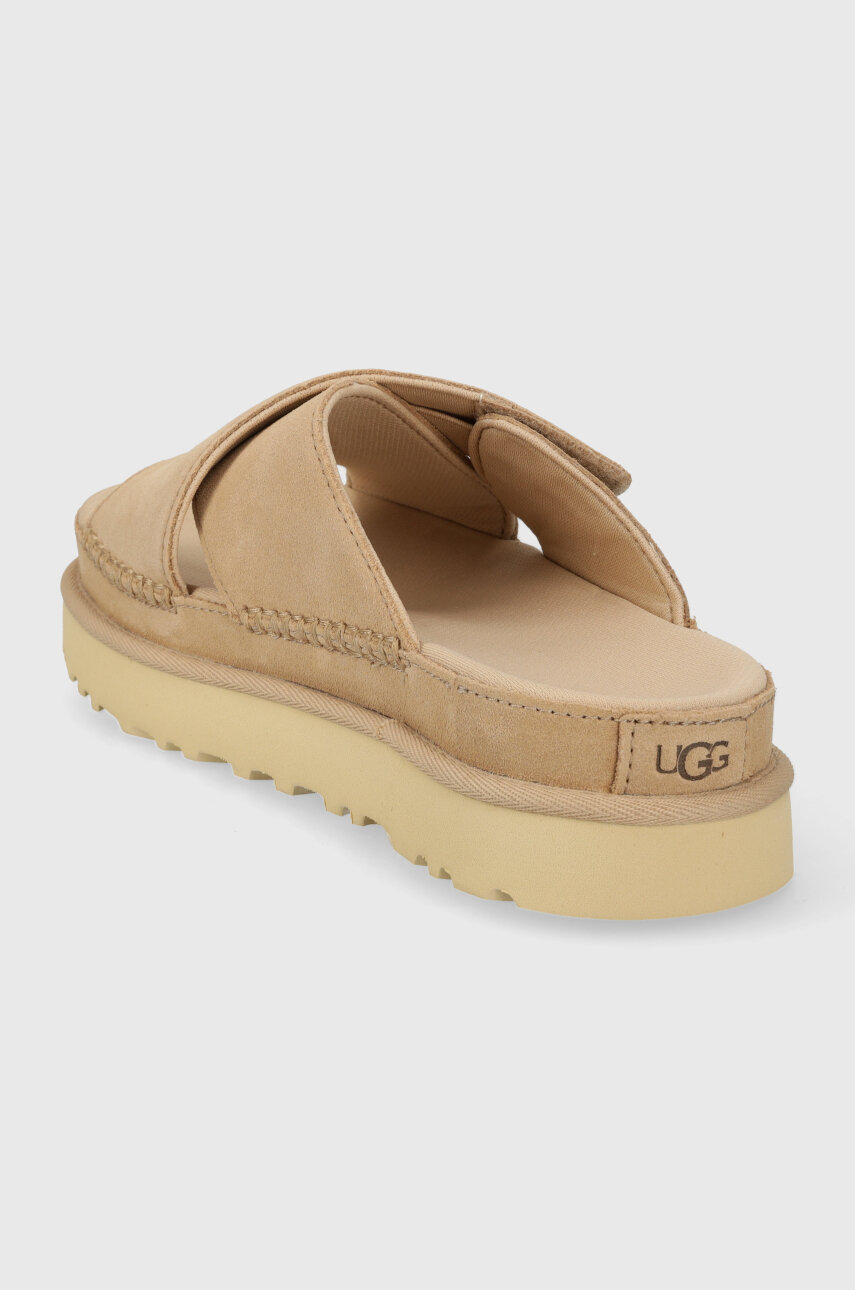UGG klapki zamszowe Goldenstar Cross Slide damskie kolor beżowy na ...