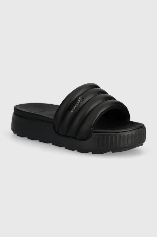 Puma papuci Karmen Slide Puffy femei, culoarea negru, cu platforma ...