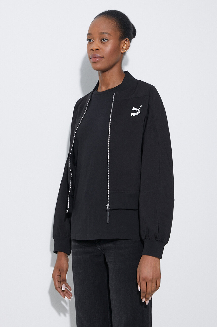 Puma bomber jacket Classics Shiny Bomber women’s black color 623696 ...