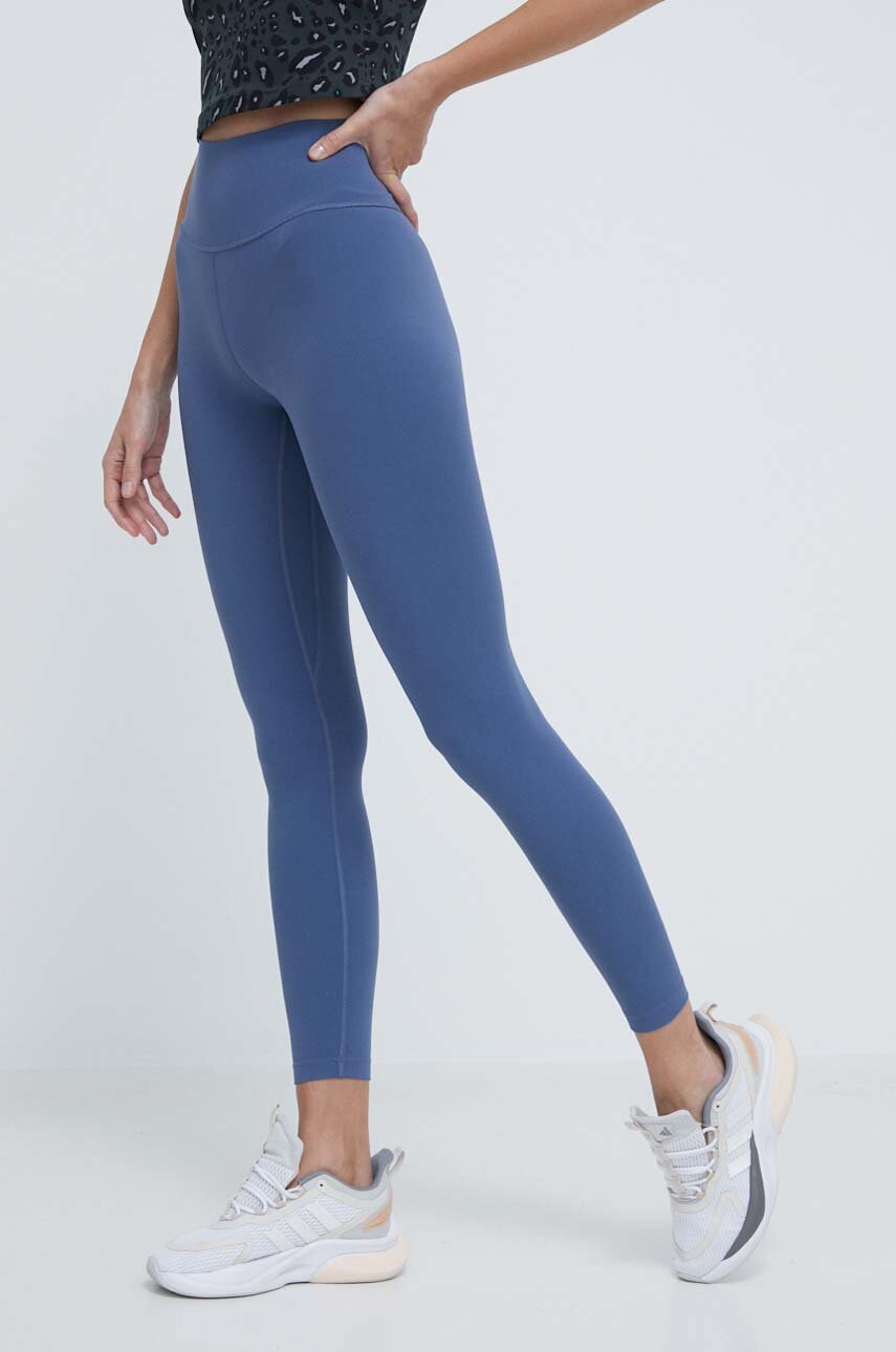 adidas Performance legginsy treningowe All Me kolor niebieski gładkie ...