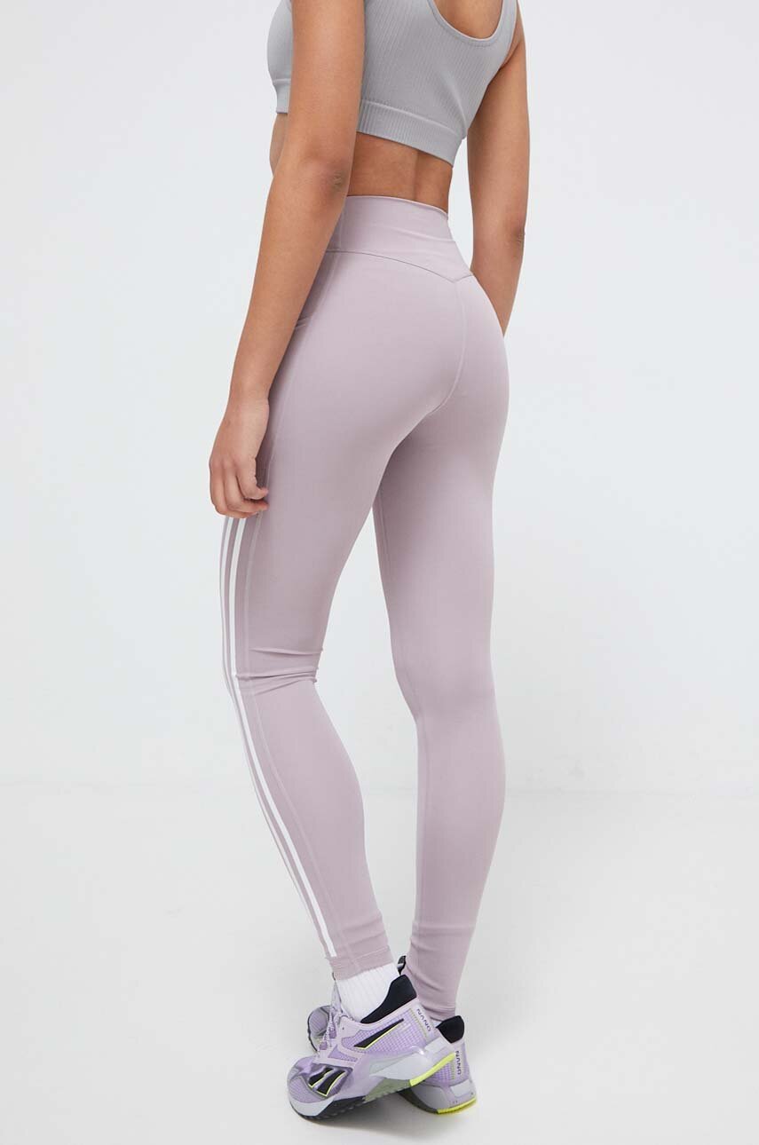 adidas Performance legginsy treningowe Optime 3Stripes kolor fioletowy ...
